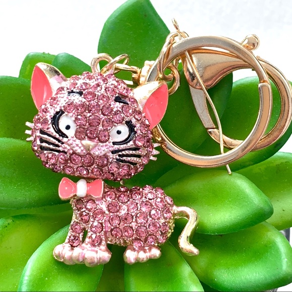 Accessories | Lovely Cat Crystal Rhinestones Keychain | Poshmark